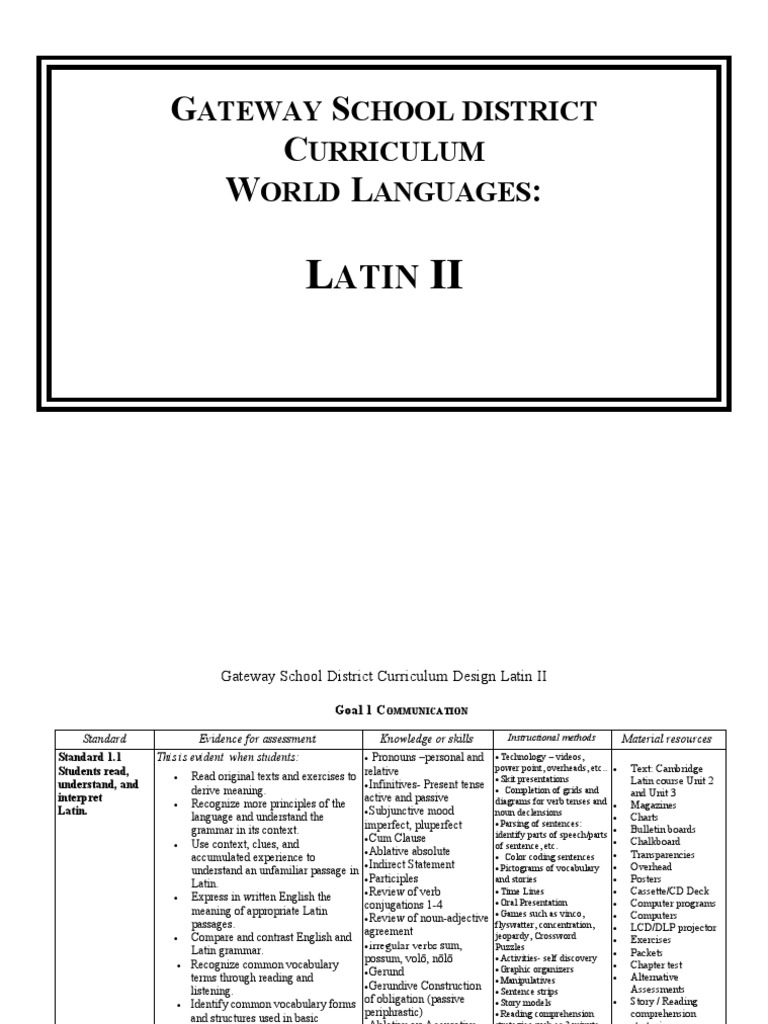 Latin II Take I | PDF | Reading Comprehension | Latin
