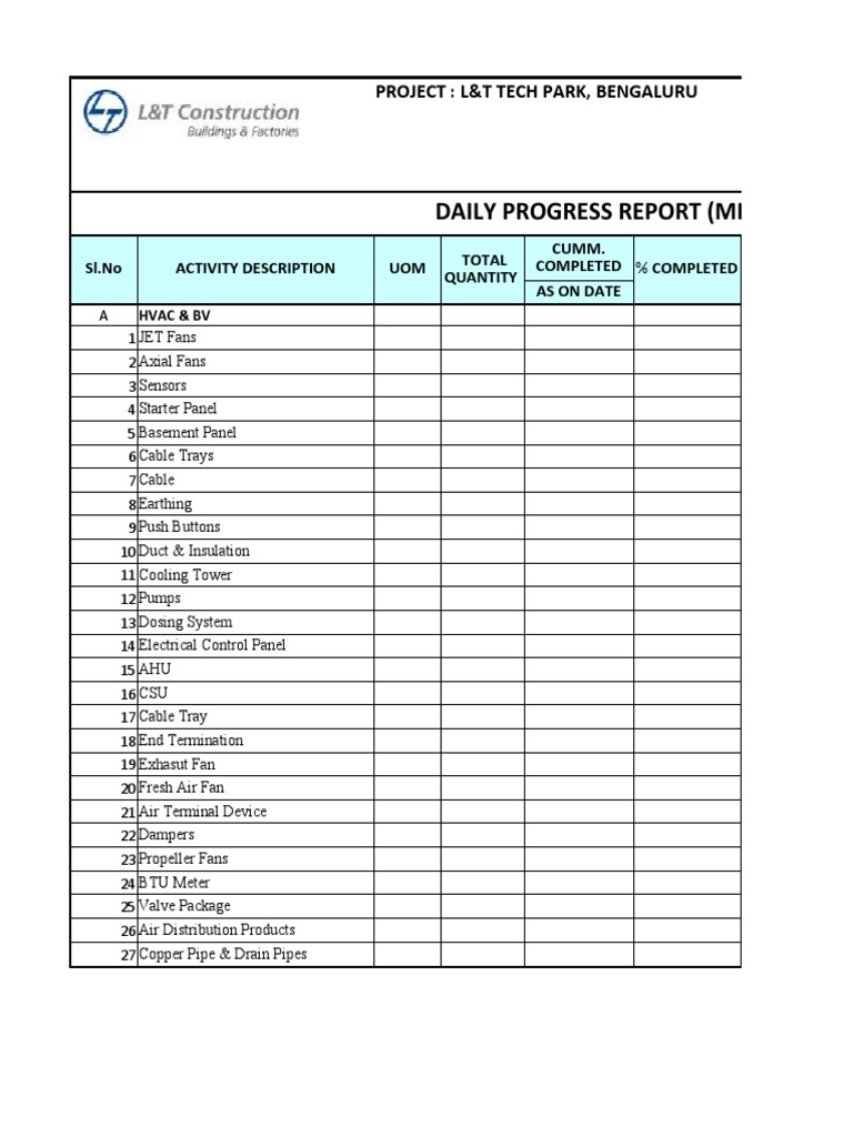 HVAC Daily Progress Report | PDF | Automation | Building Technology