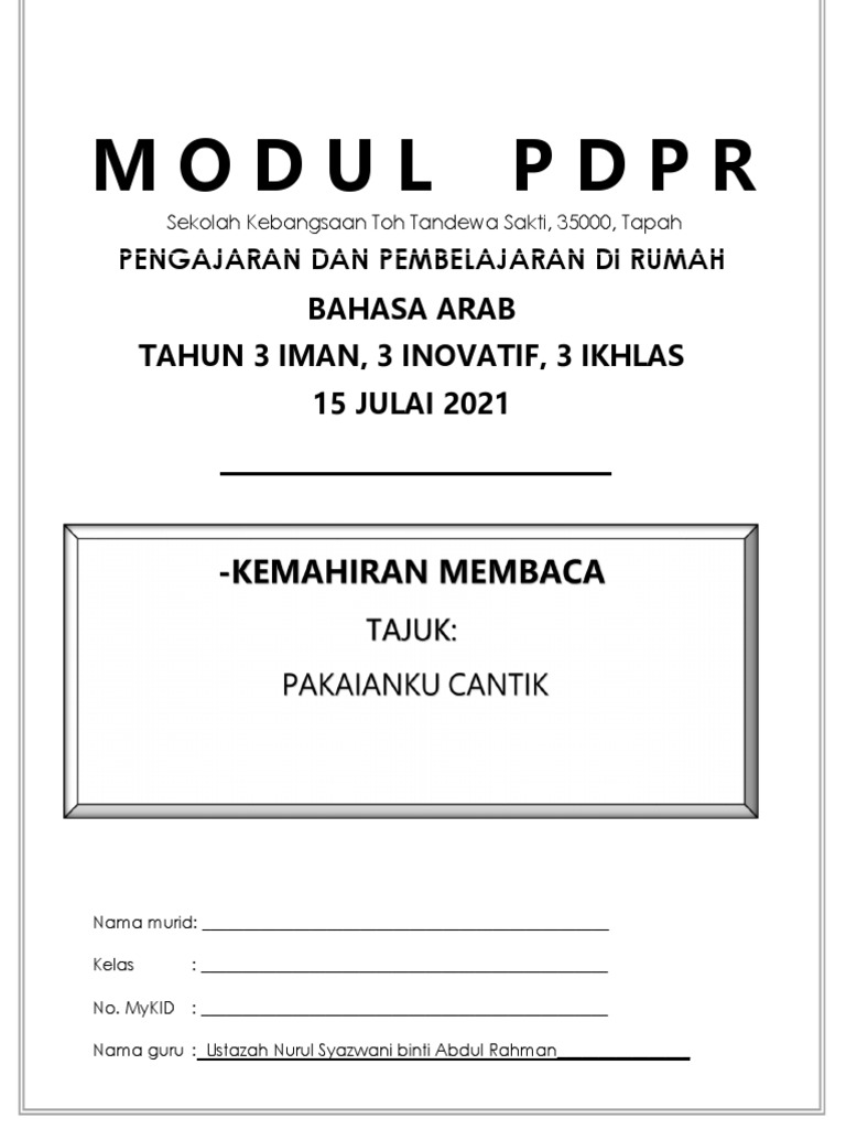 MODUL PDPR BA TAHUN 3 MINGGU 22 2021 BARU | PDF