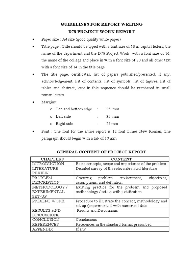 Guidelines For Report Writing D78 Project Work Report | PDF | Letter ...