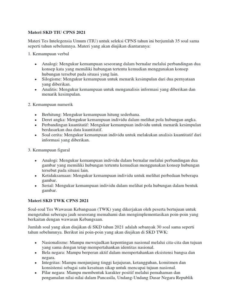 Materi SKD PNS 2021 | PDF
