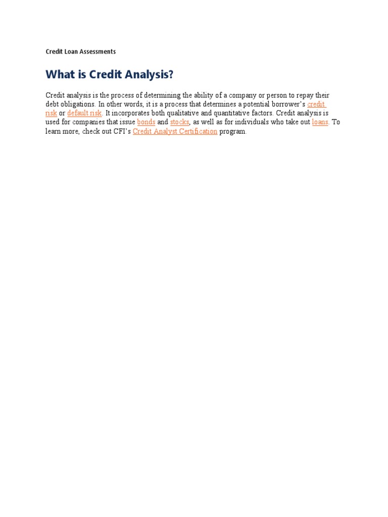 Understanding Credit Analysis for Loans | PDF | Loans | Credit