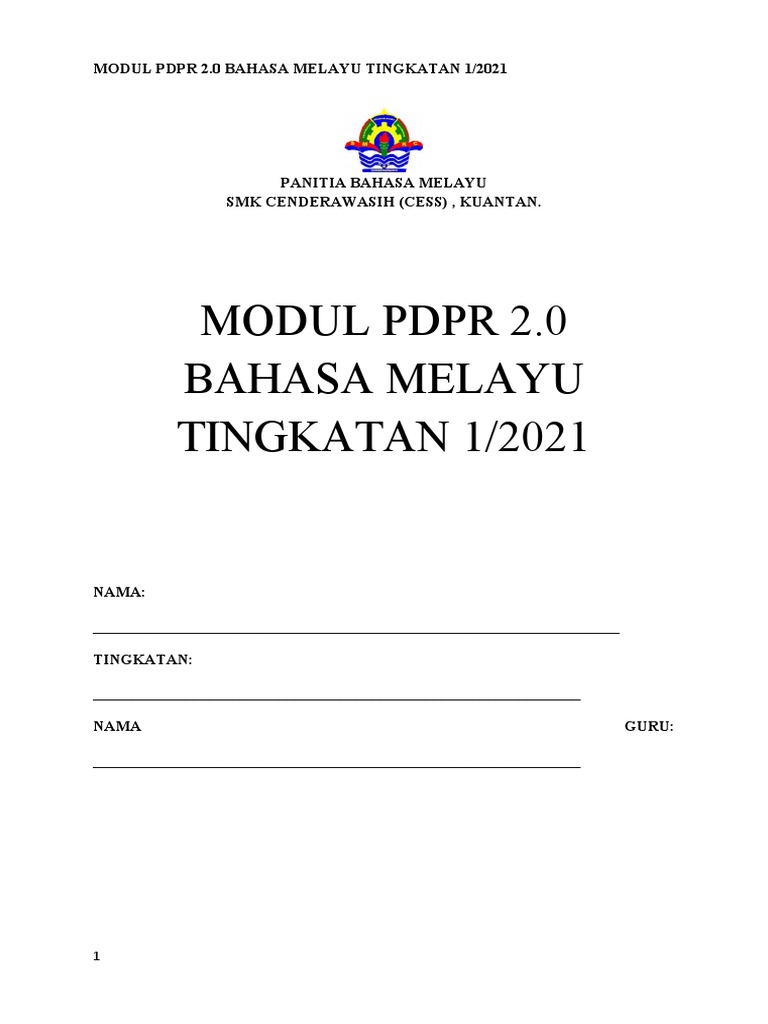 Modul Pdpr 2 0 Bahasa Melayu Tingkatan 1 Pdf