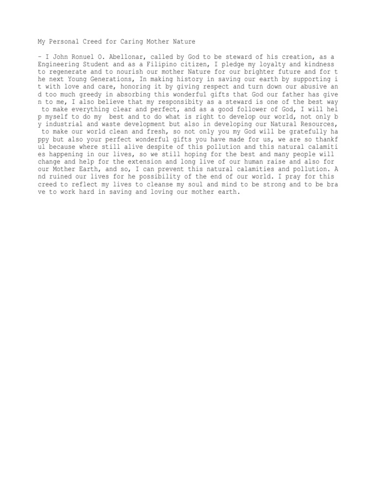 Personal Creed | PDF