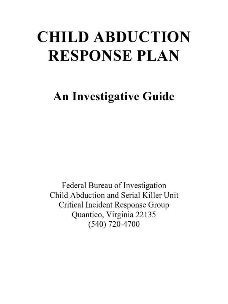 FBI Child Abduction Response Plan | PDF | Crime Scene | Victimology