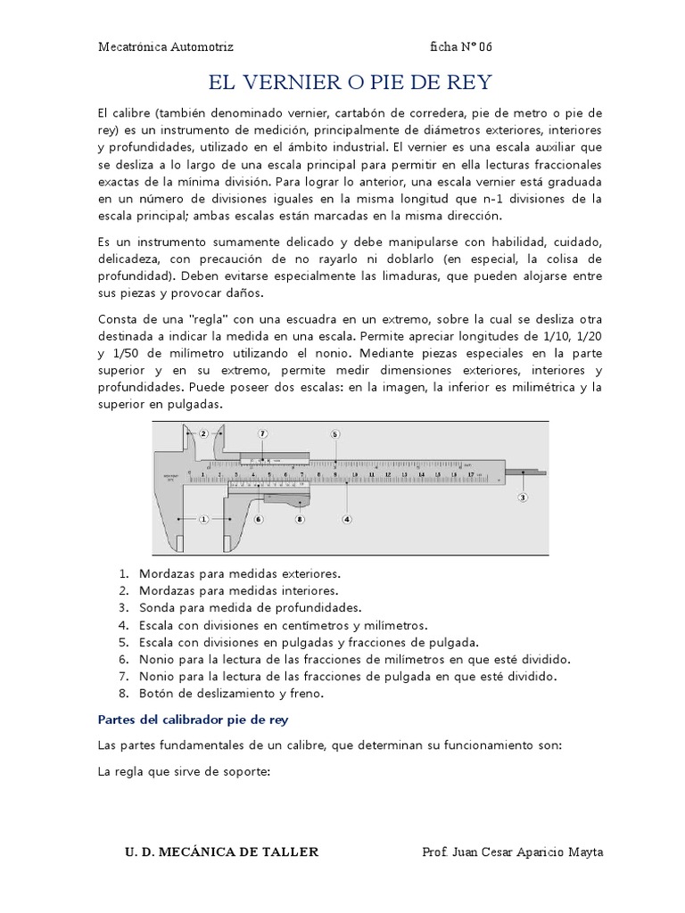 Ficha #006 EL VERNIER | PDF | Metrología | Longitud