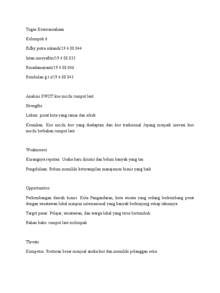 Tugas Kewirausahaan Iki | PDF