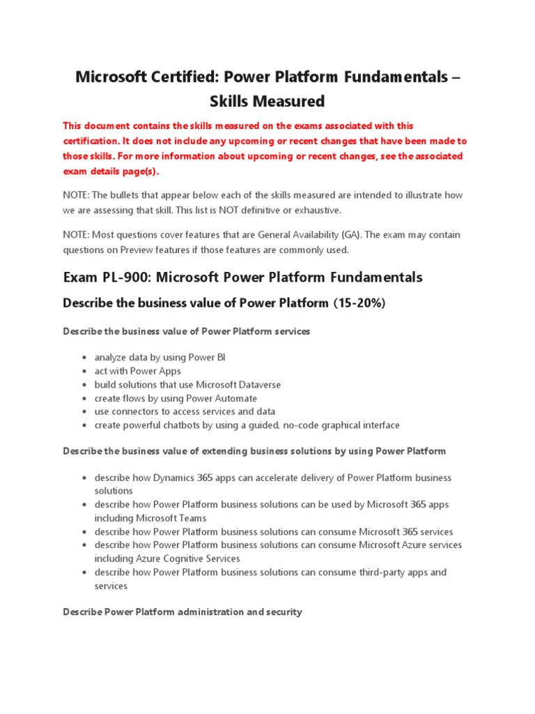 Microsoft Certified: Power Platform Fundamentals - Skills Measured ...