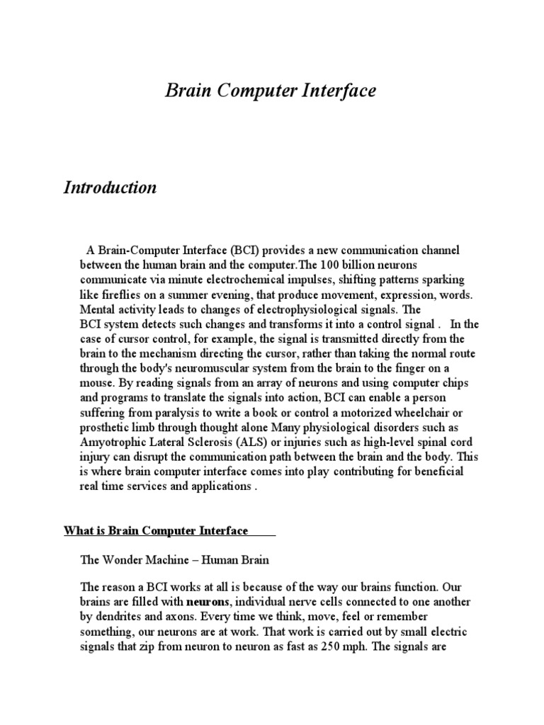 Brain Computer Interface | PDF | Neuron | Brain