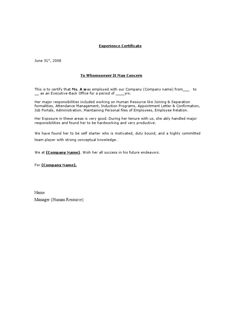 Reliving+Experience Letter | PDF | Human Resource Management | Employment