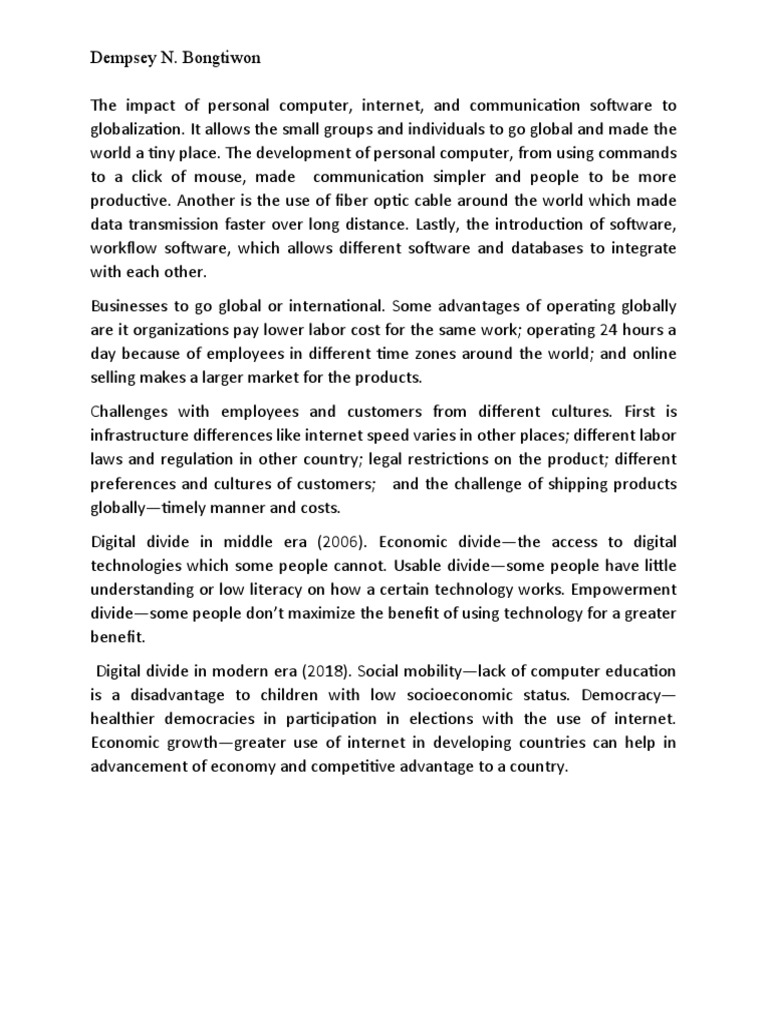 Digital Divide Globalization | PDF | Computers