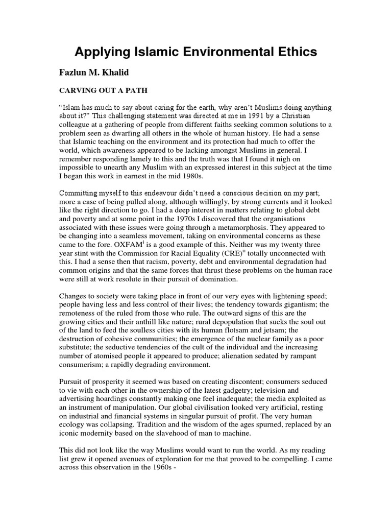 Islamic Environmental Ethics Explained | PDF | Quran | Islam