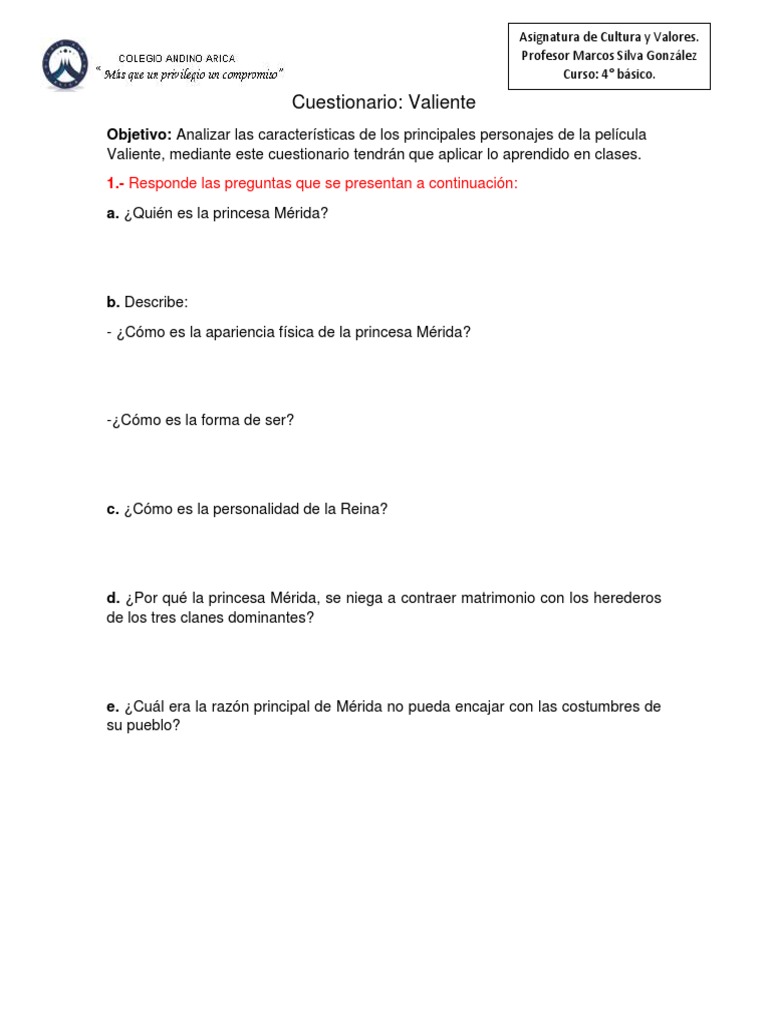 Actividad Valiente | PDF