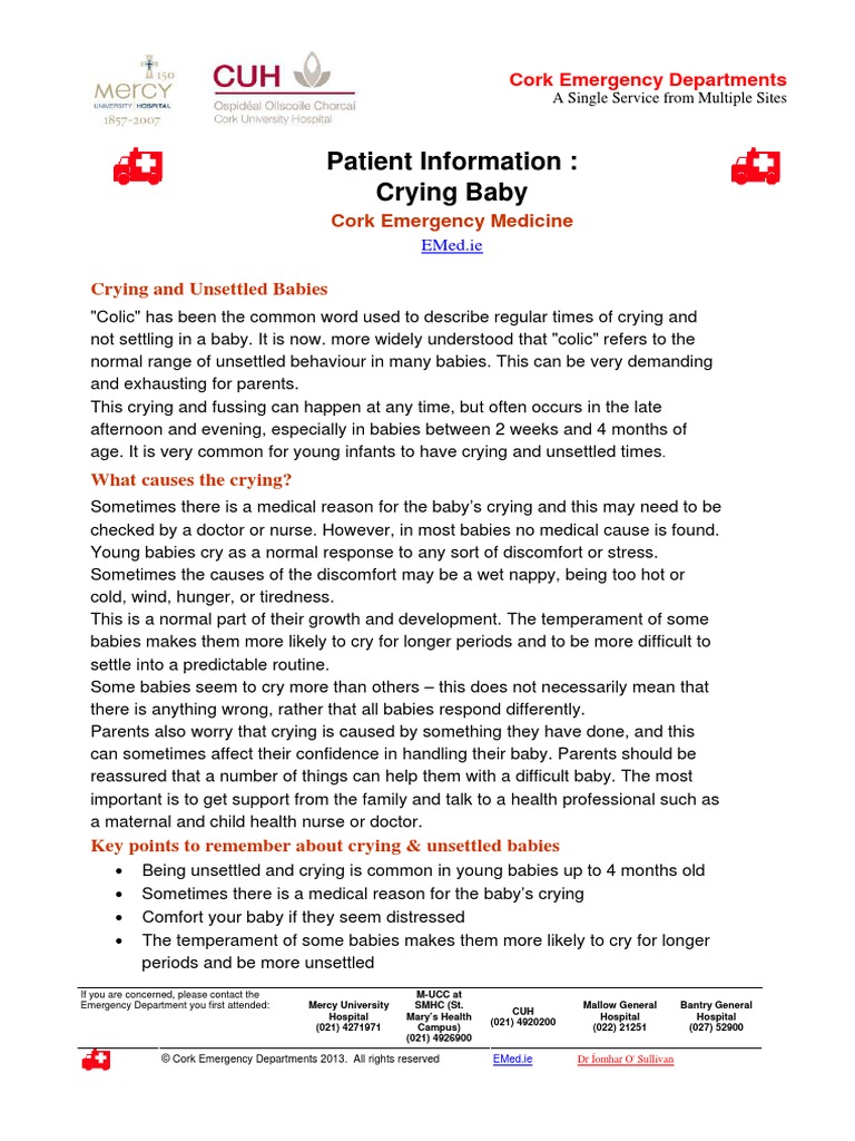 Patient Information: Crying Baby: Crying and Unsettled Babies | PDF ...