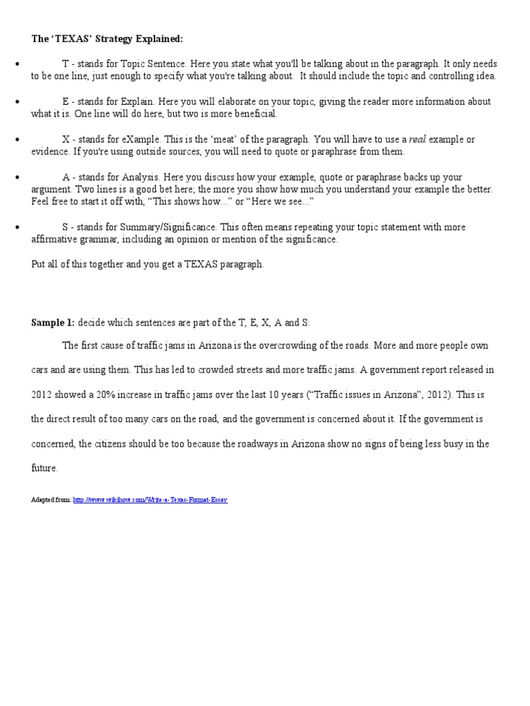 TEXAS Body Paragraph Writing With Source | PDF | Communication | Human ...