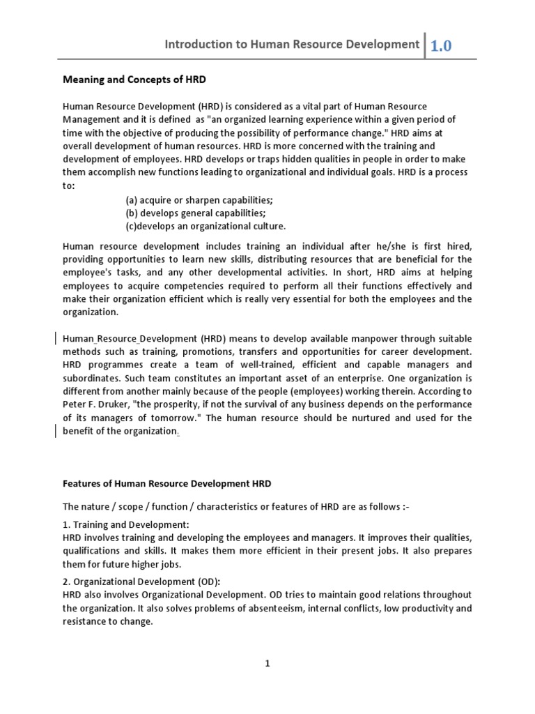 01 Introduction To HRD | PDF | Human Resources | Performance Appraisal