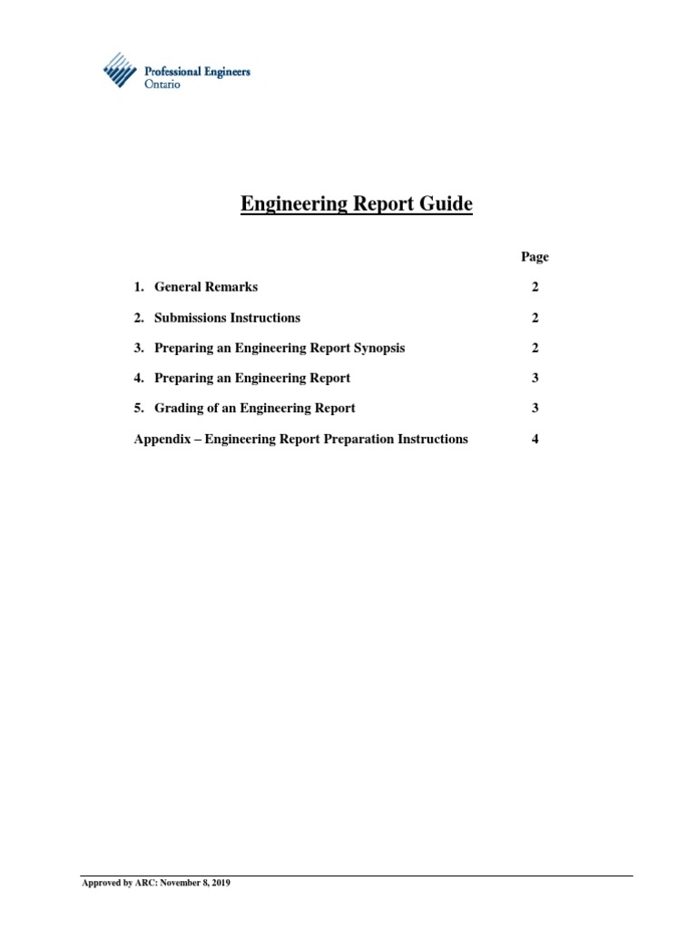 Engineering Report Guide: Approved by ARC: November 8, 2019 | PDF ...