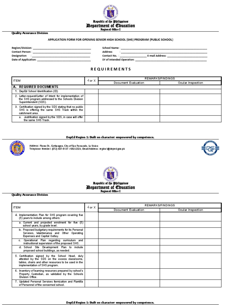 Department of Education: Requirements | PDF | Business | Further Education
