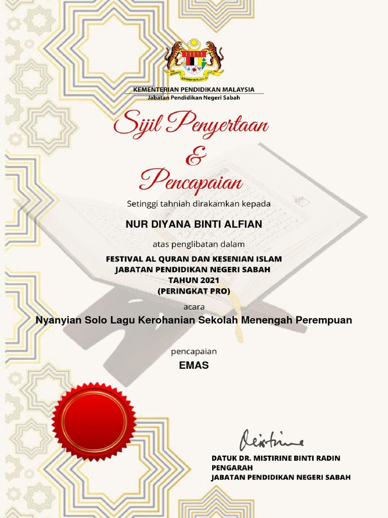 Sijil Pencapaian Pertandingan | PDF