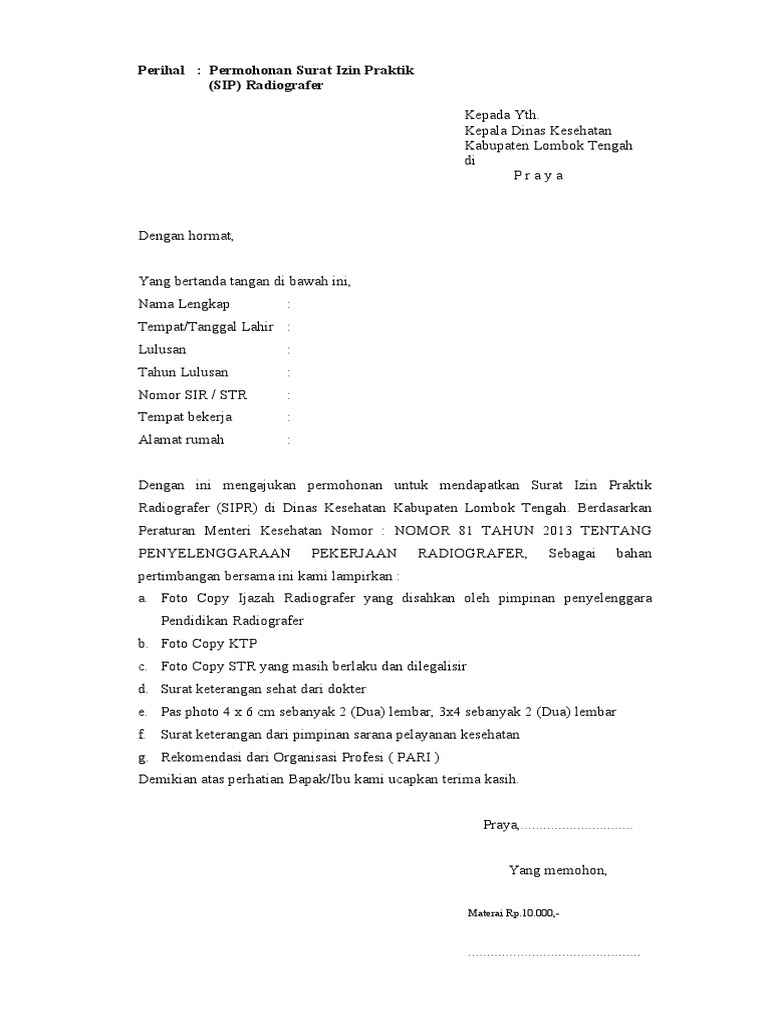 Format Sip Radiografer | PDF
