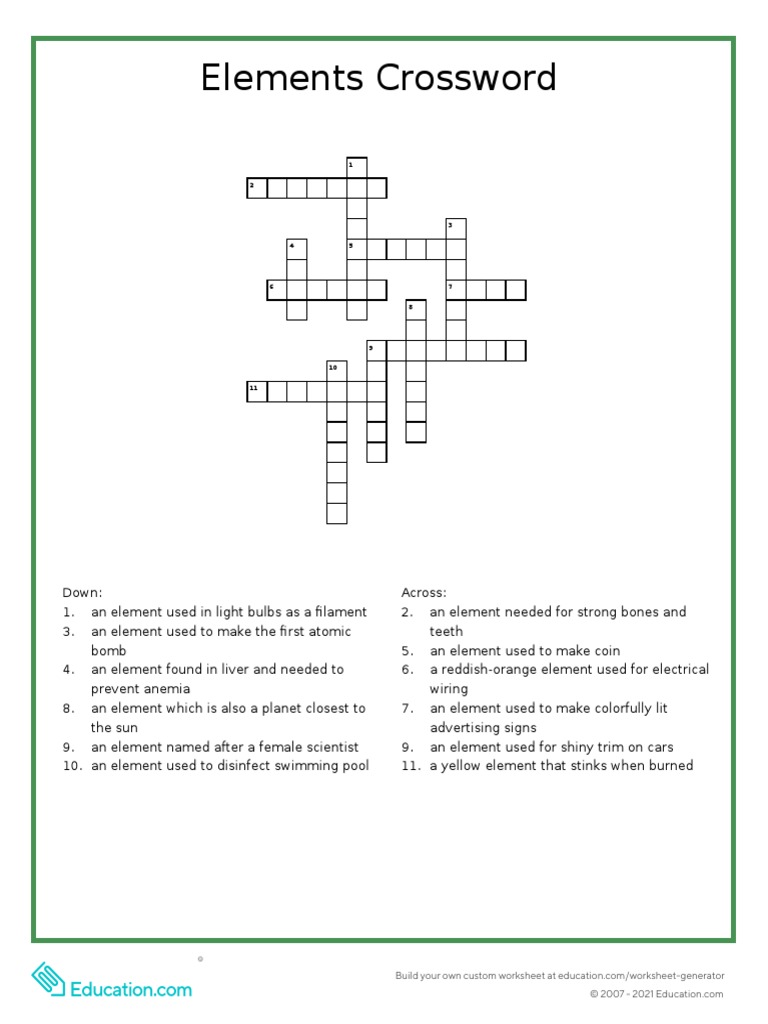 Elements Crossword | PDF