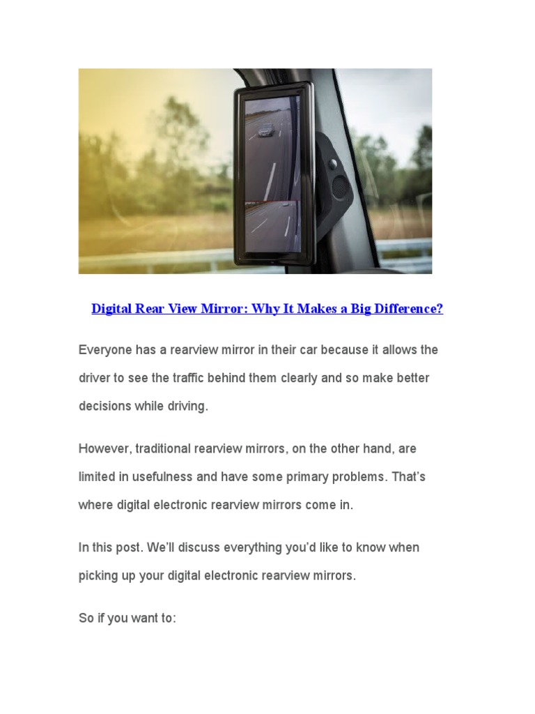 Digital Rear View Mirror Why It Makes A Big Difference | PDF | Headlamp ...
