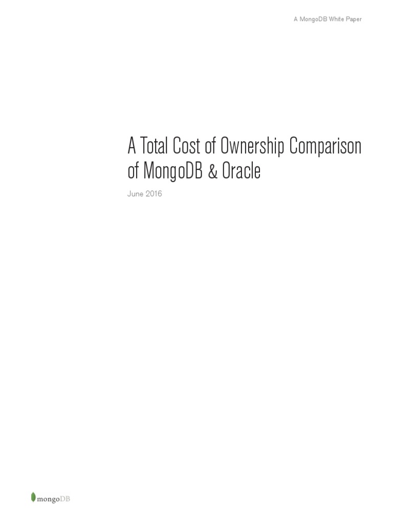Mongodb Tco Comparison Mongodb Oracle Pdf Mongo Db Databases 3944