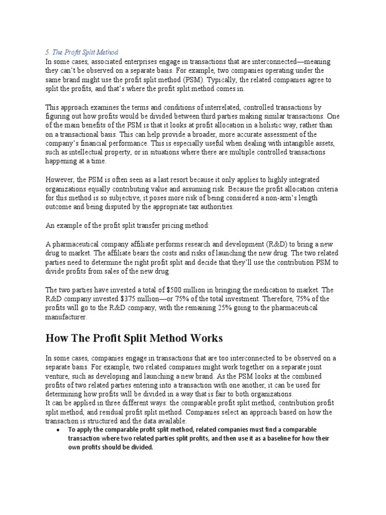 The Profit Split Method | PDF | Economies | Business