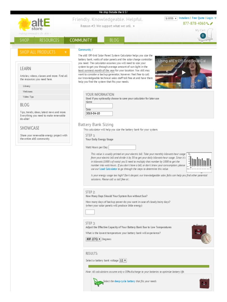 WWW Altestore Com Store Calculators Off - Grid - Calculator | PDF