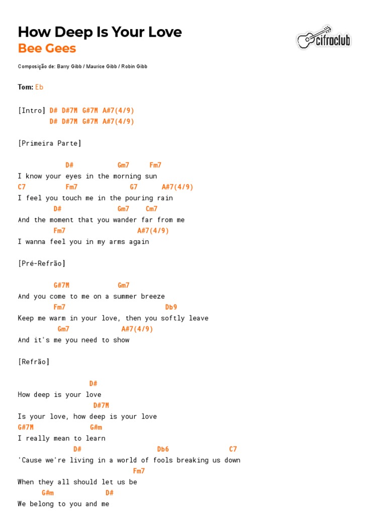 How Deep Is Your Love Lyrics and Chord Analysis | PDF | Pop Rock ...
