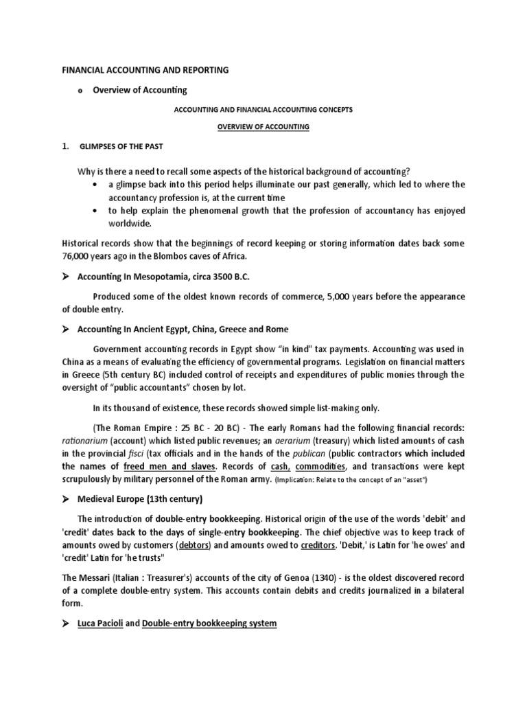 Financial Accounting and Reporting - Week 1 Topic 1 - Overview of ...
