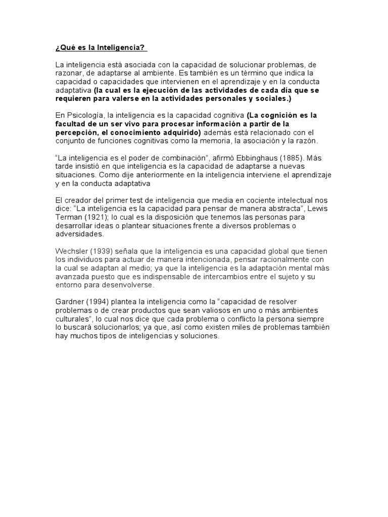 Qué Es La Inteligencia | PDF