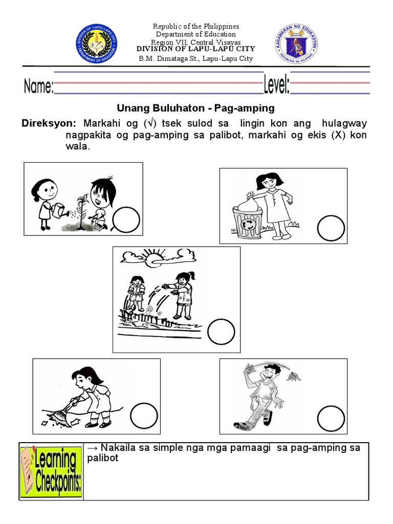 Nagpakita Og Pag-Amping Sa Palibot, Markahi Og Ekis (X) Kon Wala | PDF