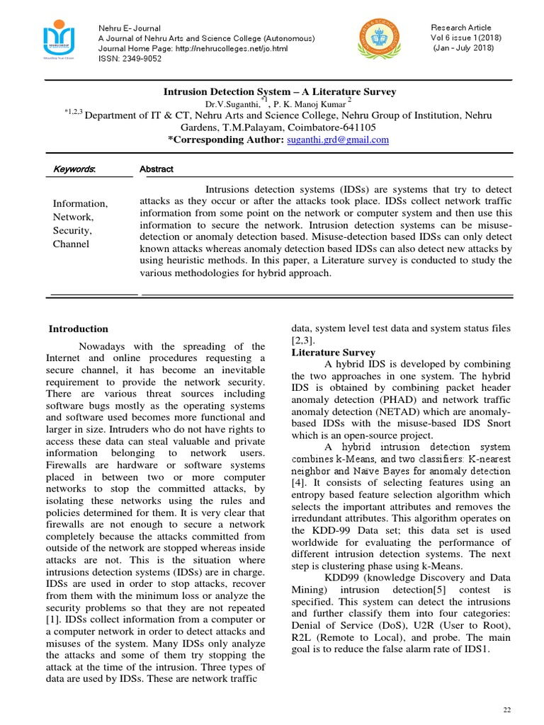 Intrusion Detection System A Literature Survey Download Free Pdf