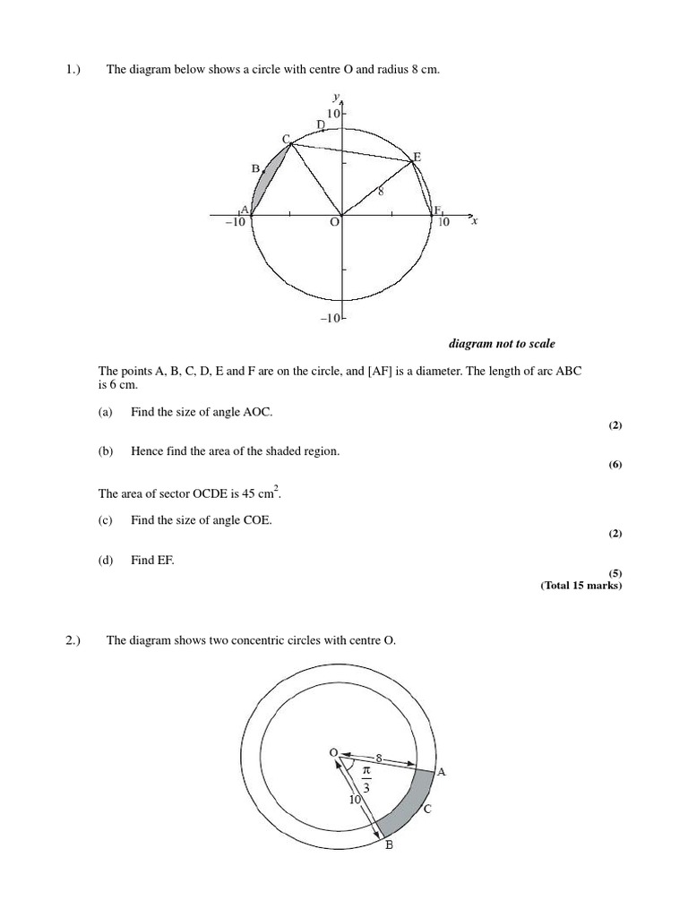 Arcs and Sectors Question Bank | PDF