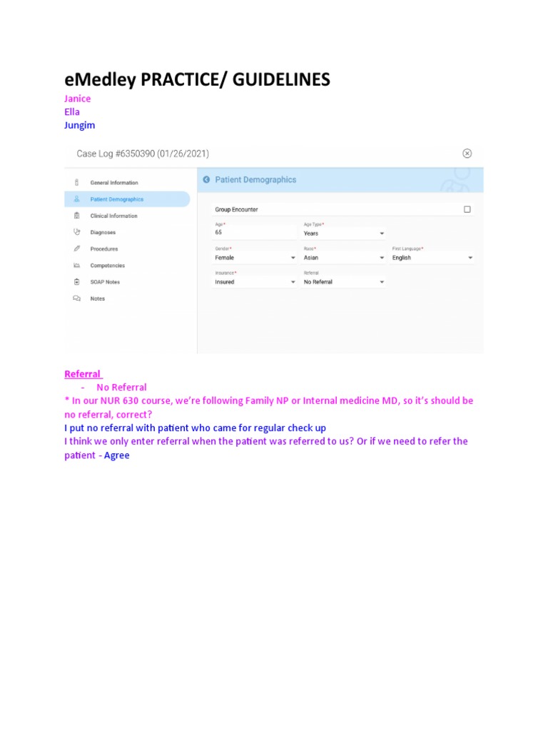 Emedley Practice/ Guidelines: Janice | PDF | Pulse | Medical Diagnosis