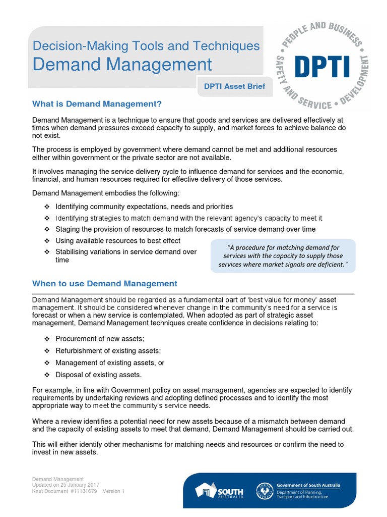 Demand Management Techniques Explained | PDF | Demand | Resource