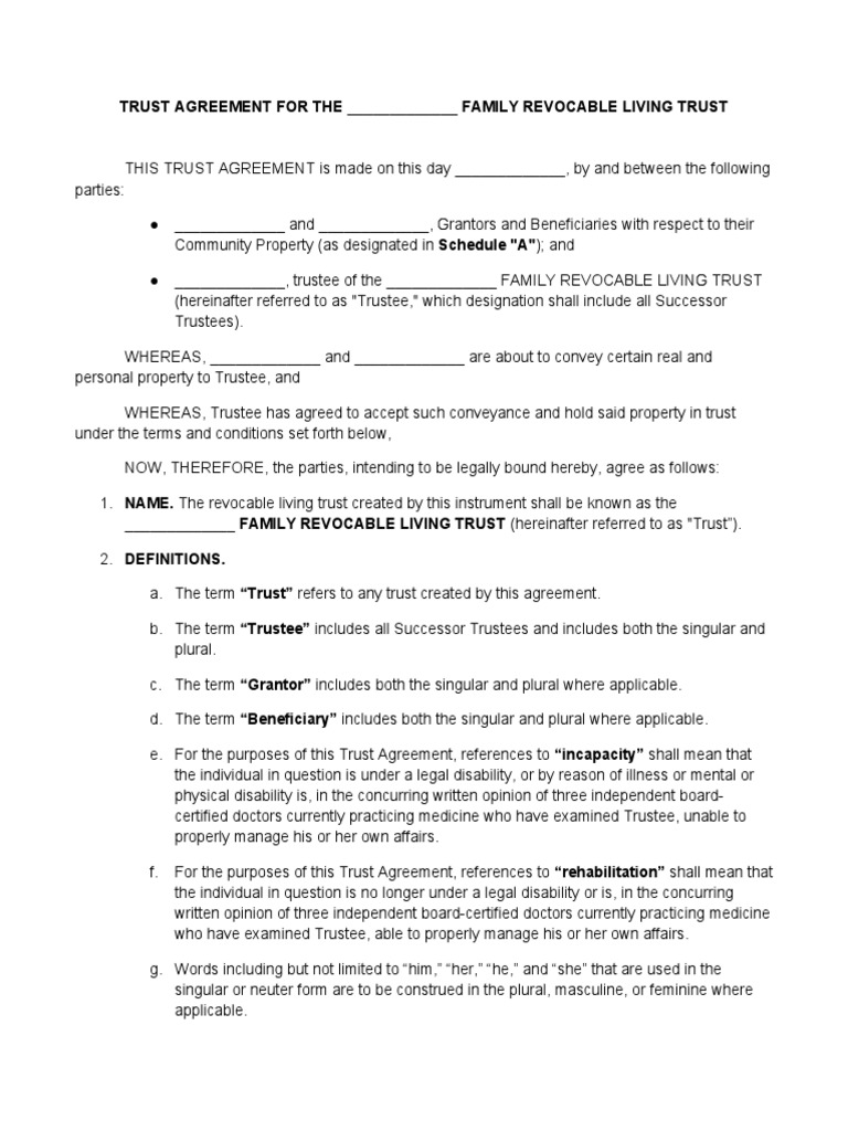 SAMPLE Revocable Living Trust | PDF | Trust Law | Trustee