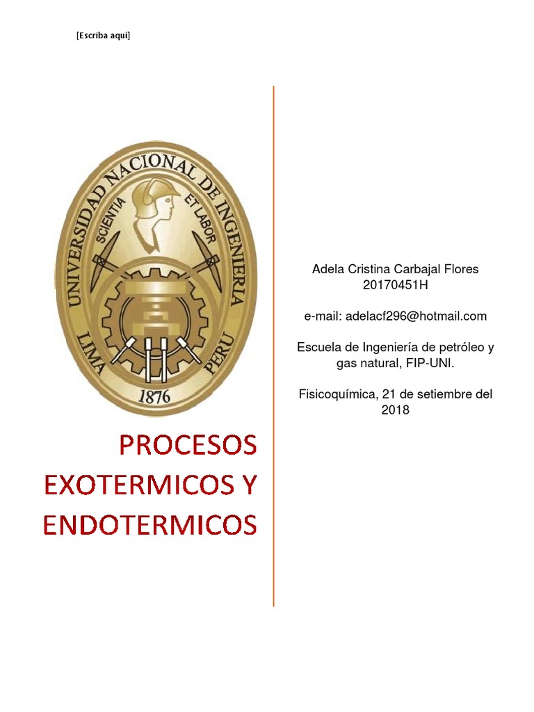 Calorimetría: Procesos Endotérmicos y Exotérmicos | PDF | Calor | Entalpía