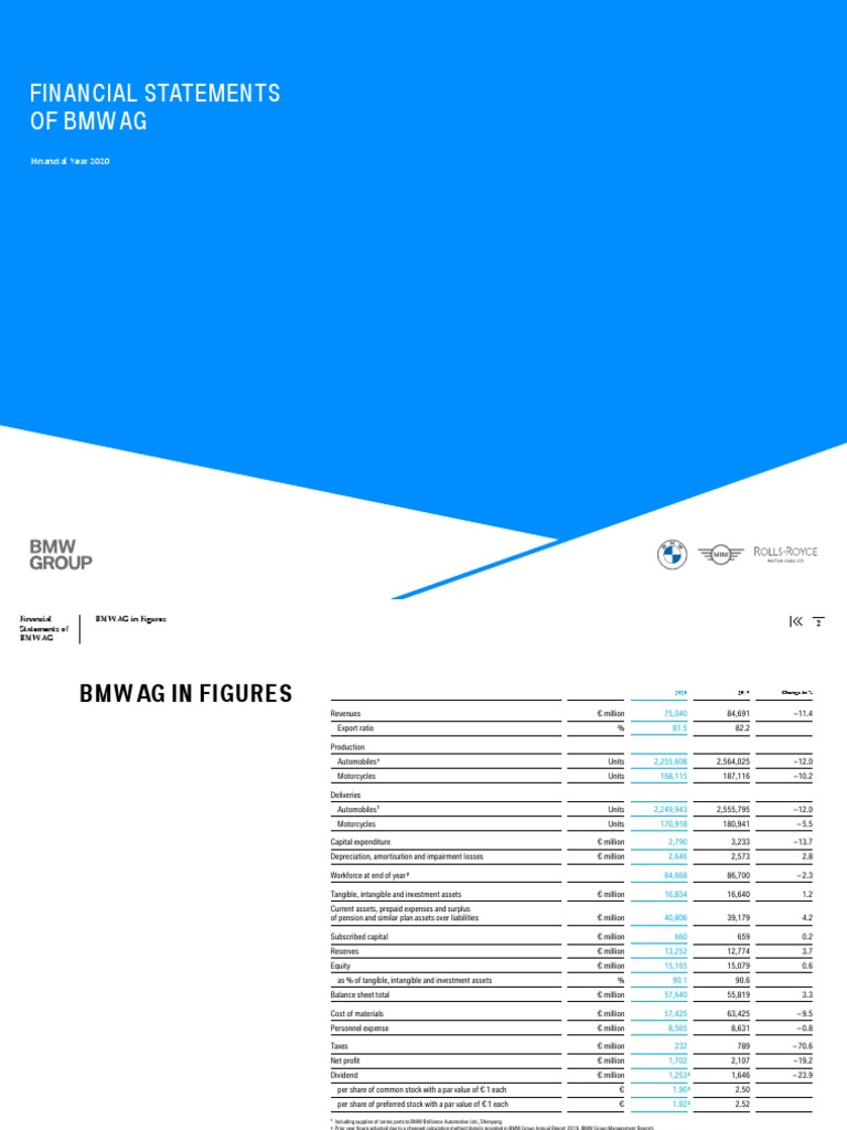 Financial Statements of BMW Ag | PDF | Valuation (Finance) | Hedge ...