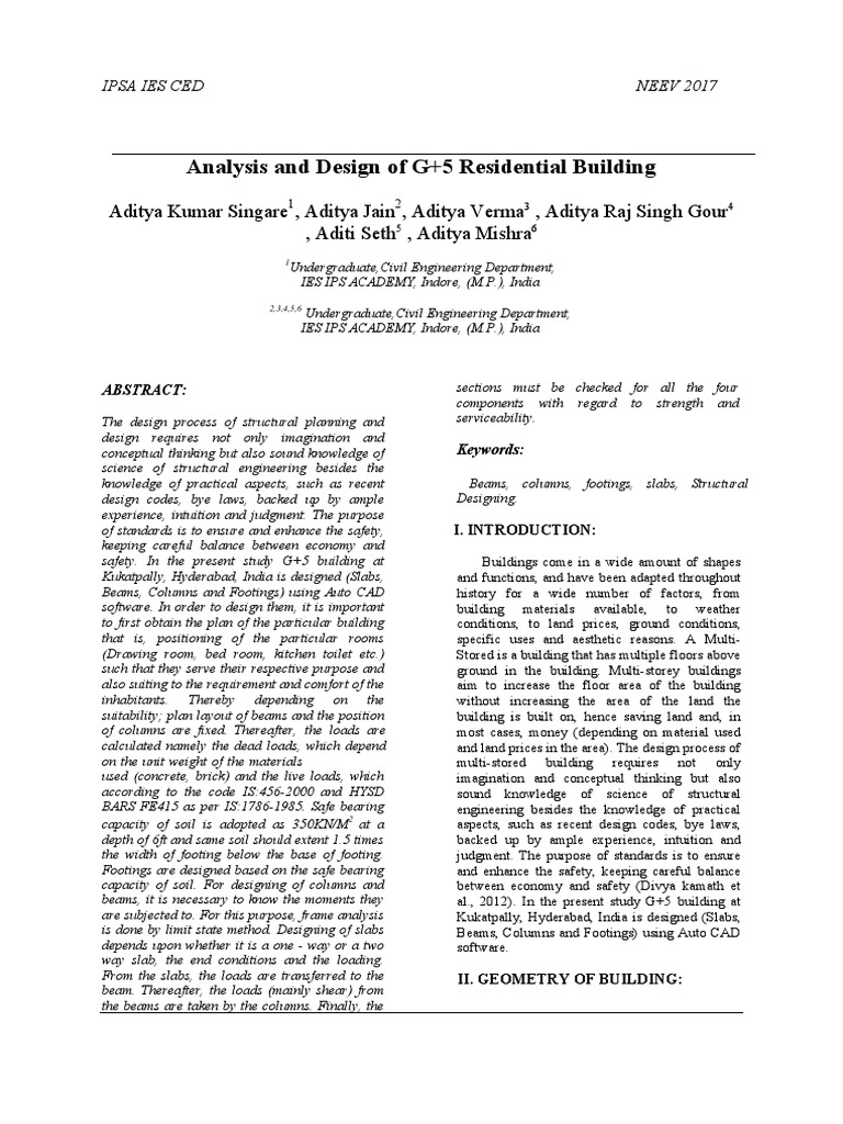 Analysis and Design of G+5 Residential Building | PDF | Beam (Structure ...