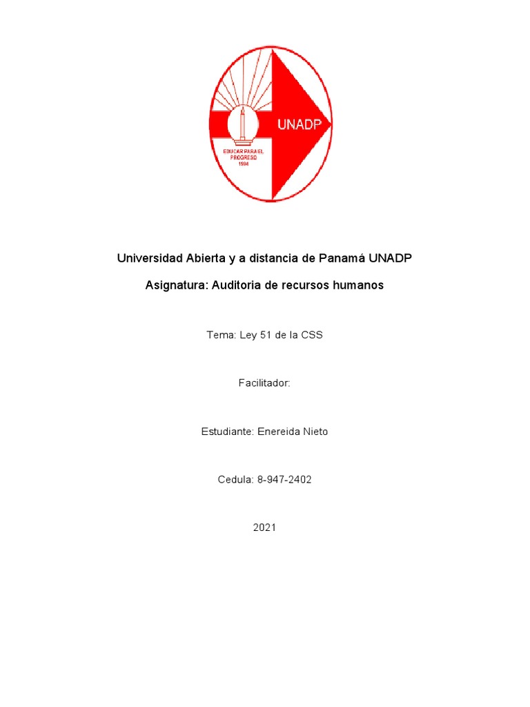 Universidad Abierta y A Distancia de Panamá UNADP Asignatura: Auditoria ...