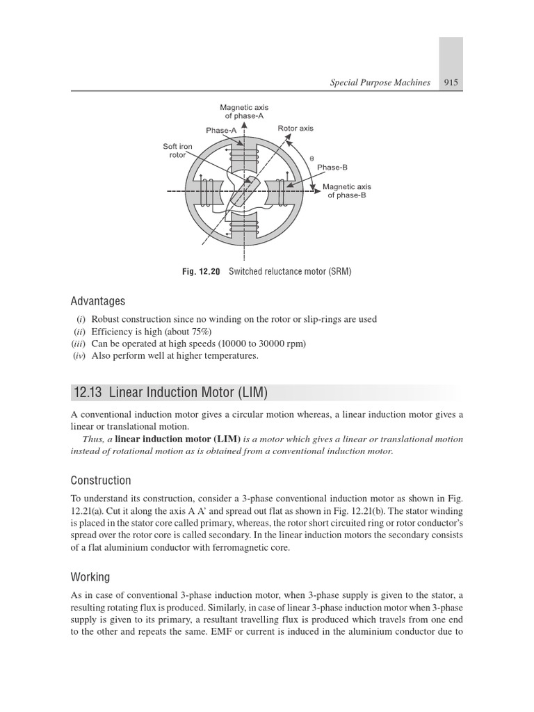 12.13 Linear Induction Motor (LIM) : Advantages | PDF | Electric Motor ...