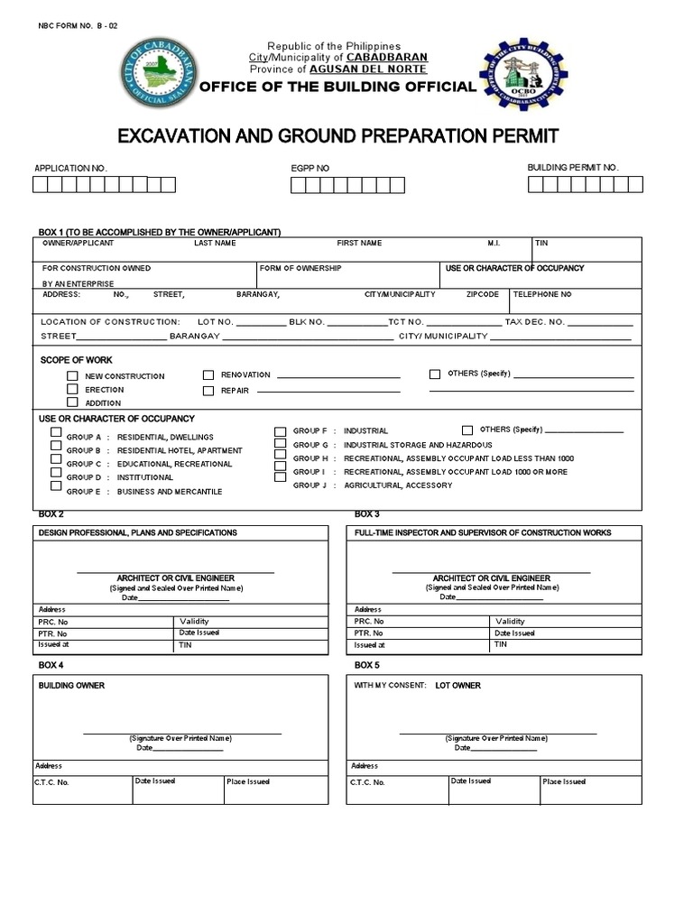 Application for Excavation and Ground Preparation Permit for New ...