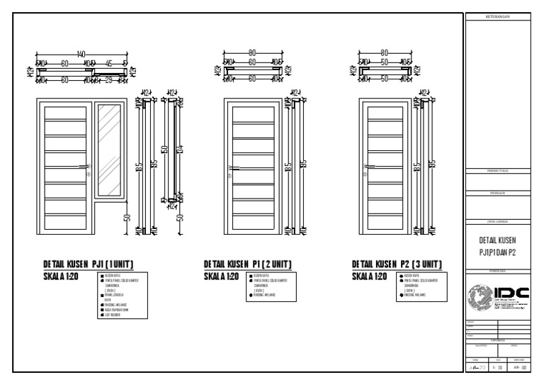 Detail Kusen Pj1 (1 Unit) SKALA 1:20 Detail Kusen P1 (2 Unit) SKALA 1:20 Detail Kusen P2 (3 Unit ...
