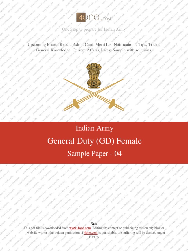 Army Female GD Sample Paper 4 | PDF