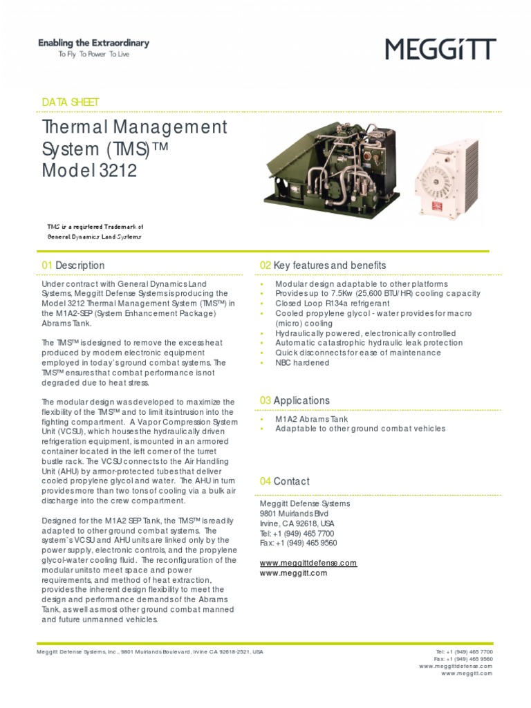 Thermal Management System (TMS) ™: Model 3212 | PDF | Tanks | Armoured ...