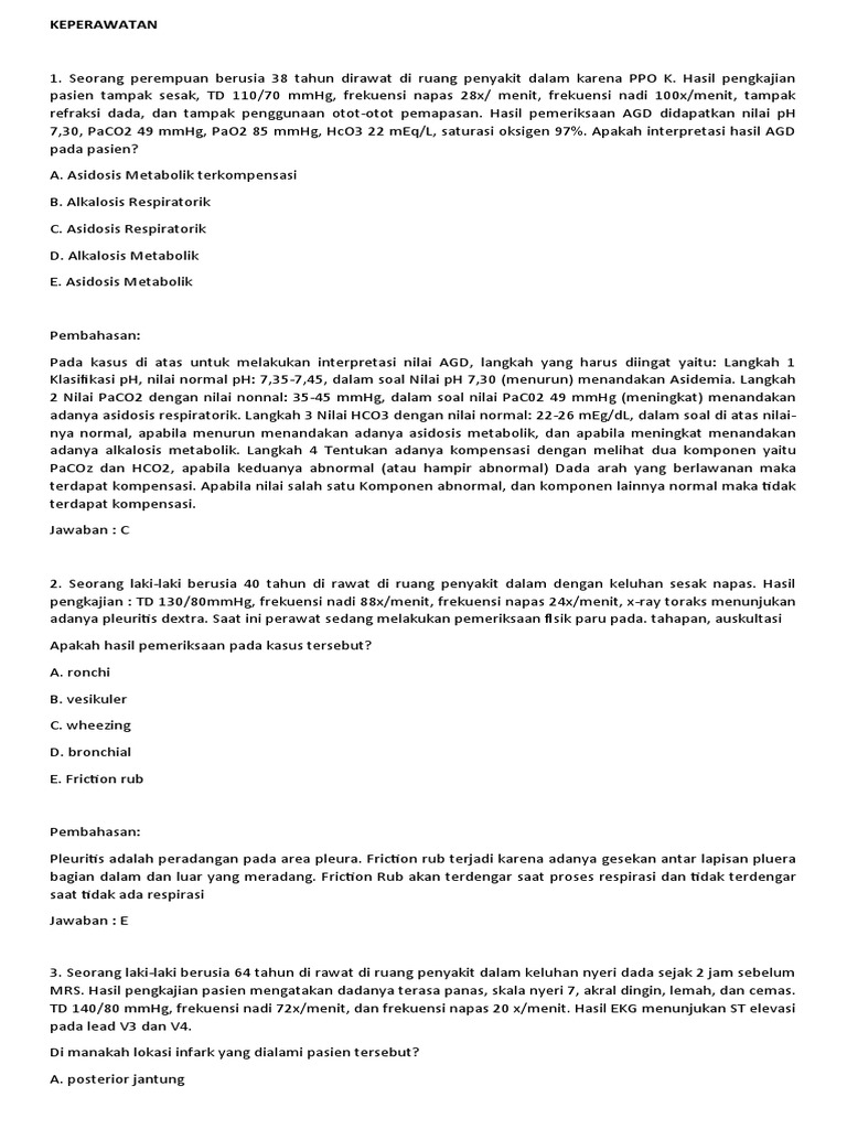 180 Soal & Pembahasan Keperawatan | PDF