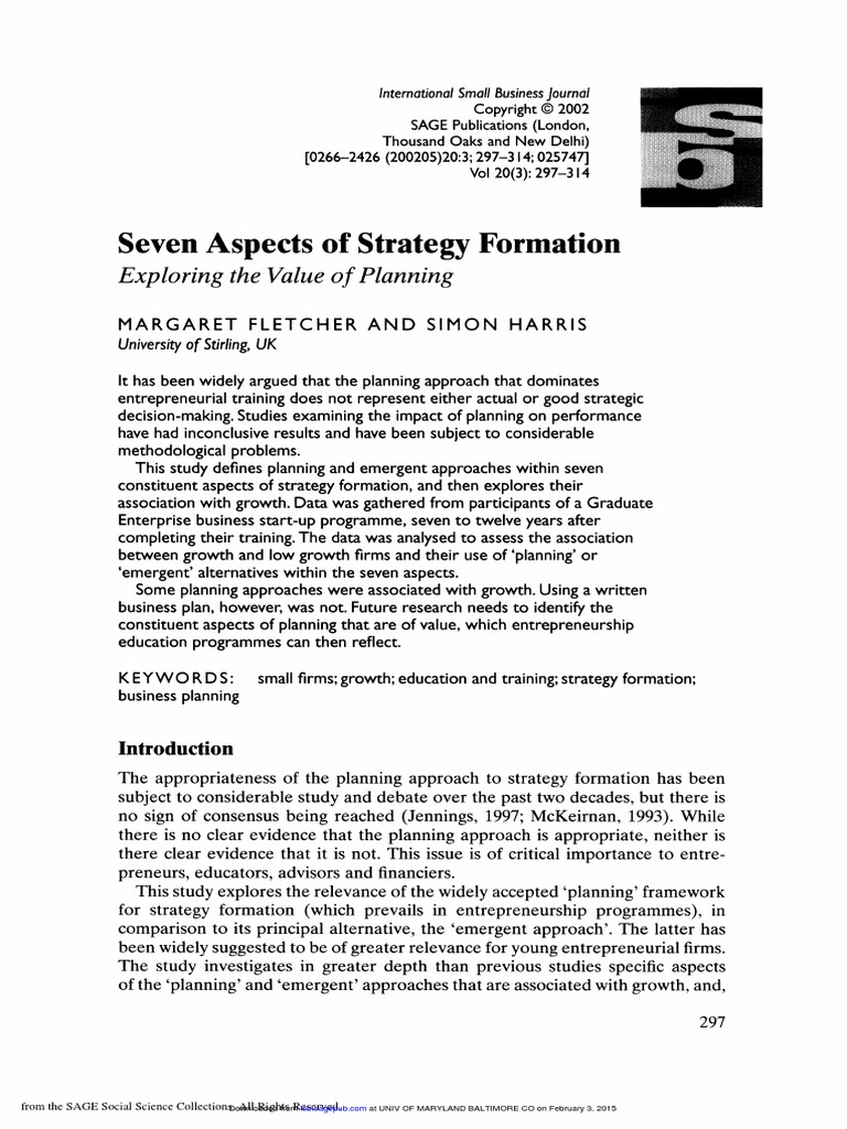 7 Aspects of Strategy Formation | PDF
