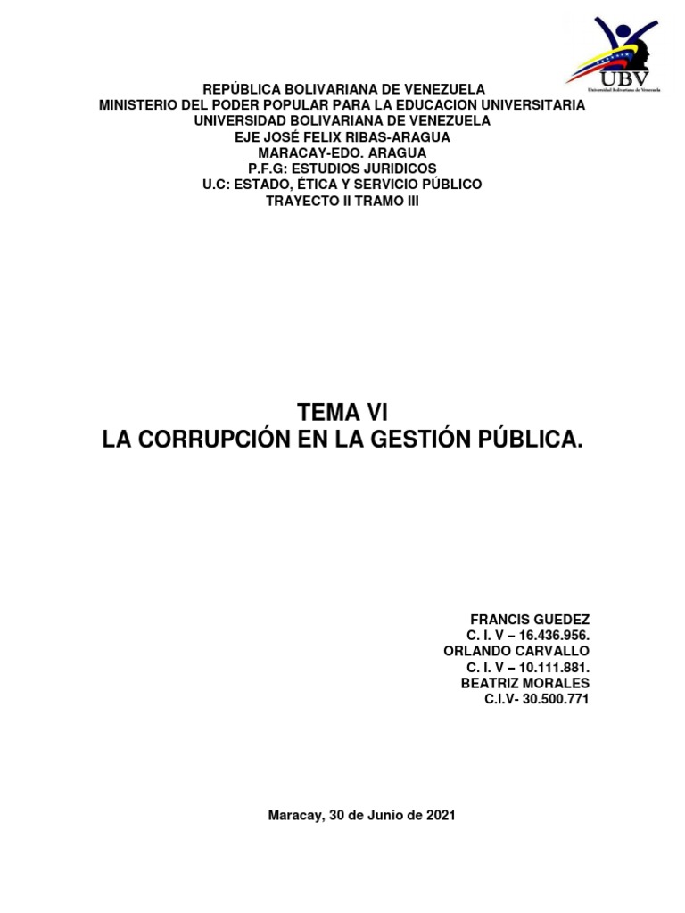 Corrupción En La Gestión Publica Pdf Política Ciencias Políticas